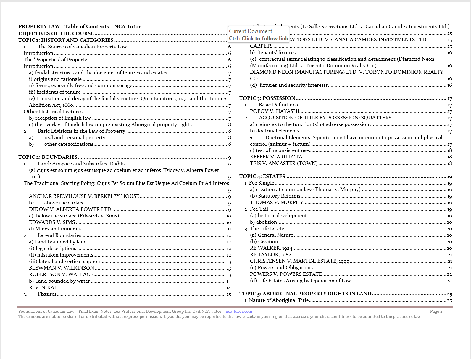 NCA Tutor™ - Property Law NCA Notes - Instant Digital Download - PDF ...