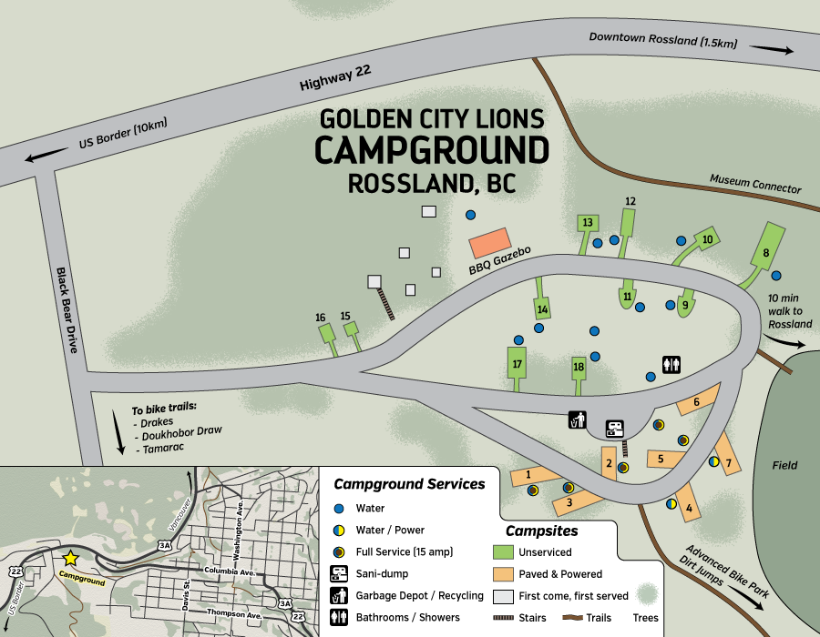 Location & Maps — Rossland Lions Community Campground