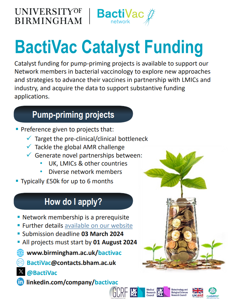 Round 8 of BactiVac Catalyst Funding for Pump-Priming Project open now ...