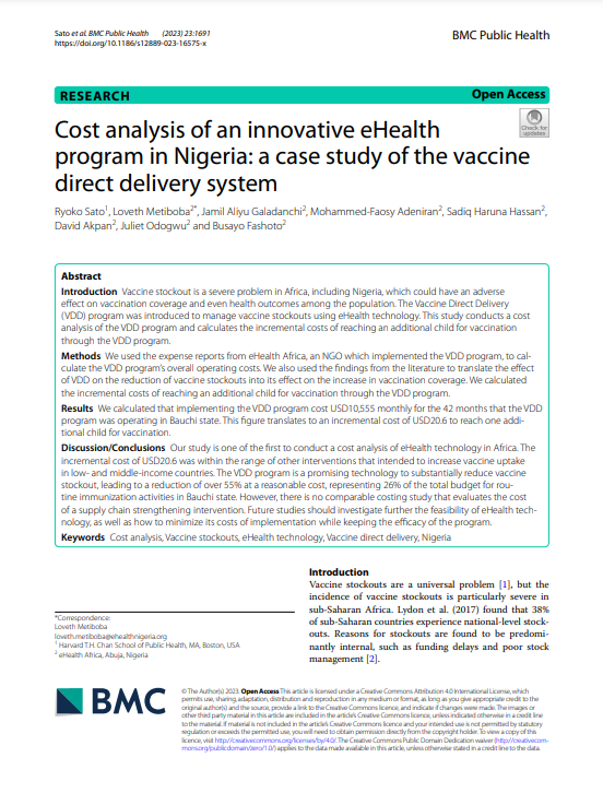 Cost analysis of an eHealth program introduced to manage vaccine ...