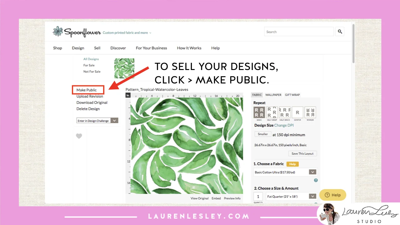 How to Design Your Own Fabric | Step by Step Watercolor Fabric Design Tutorial — Lauren Lesley ...