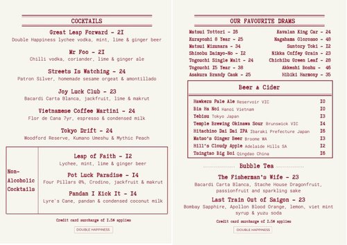 Menu — Double Happiness