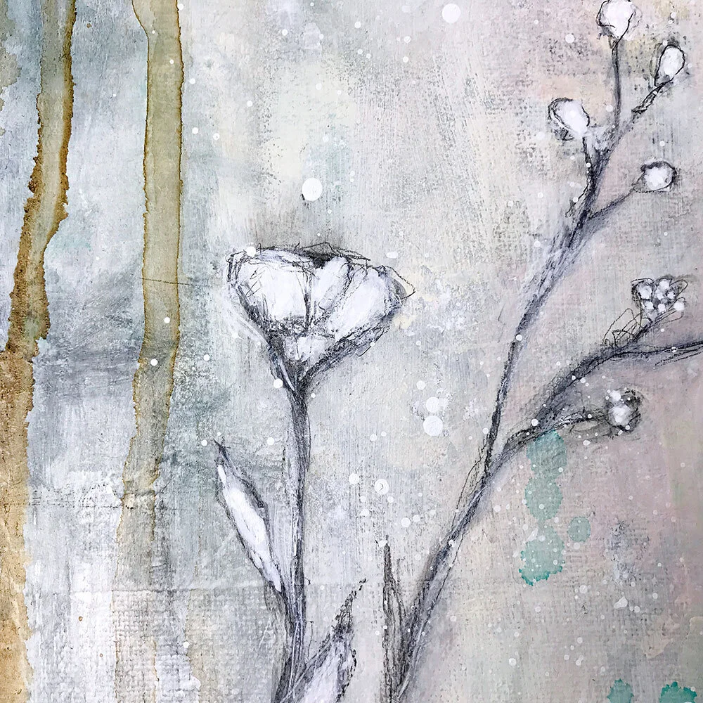 Winter Blooms — Laly Mille Mixed Media Art