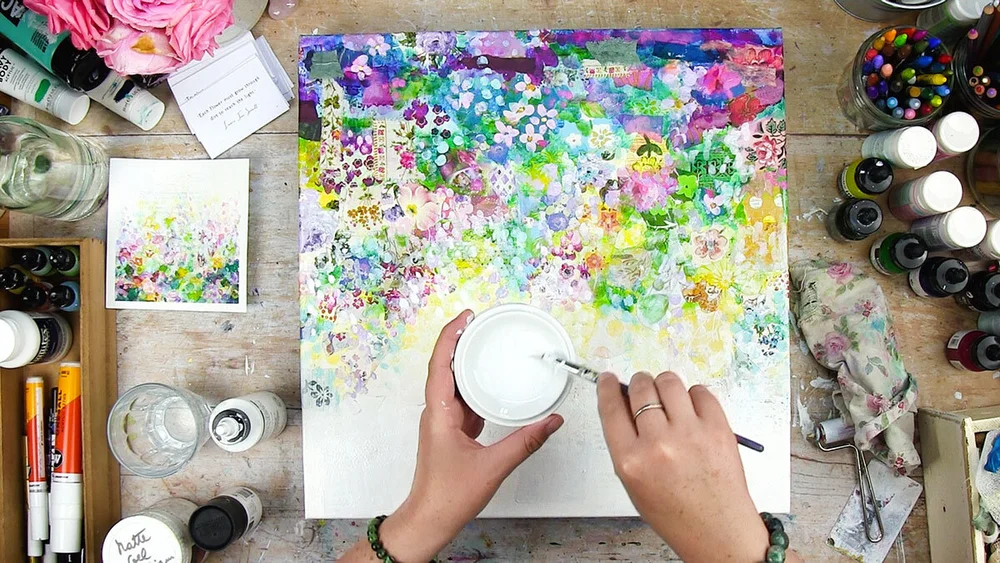Flower Flow, Painting Class — Laly Mille Mixed Media Art