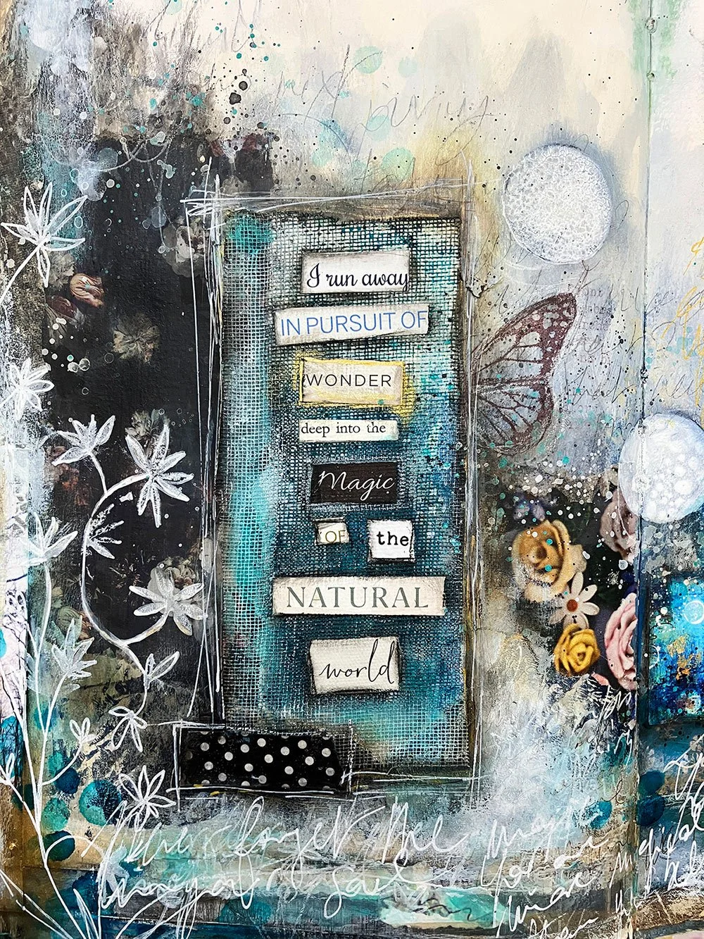 Blue layers in my art journal — Laly Mille Mixed Media Art