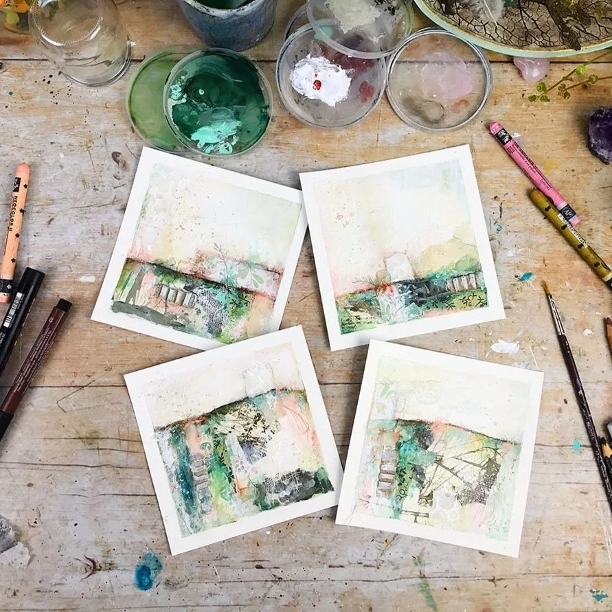 Mini Abstracts, Painting Class — Laly Mille Mixed Media Art