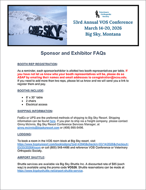 VOS 2026 Conference — Veterinary Orthopedic Society