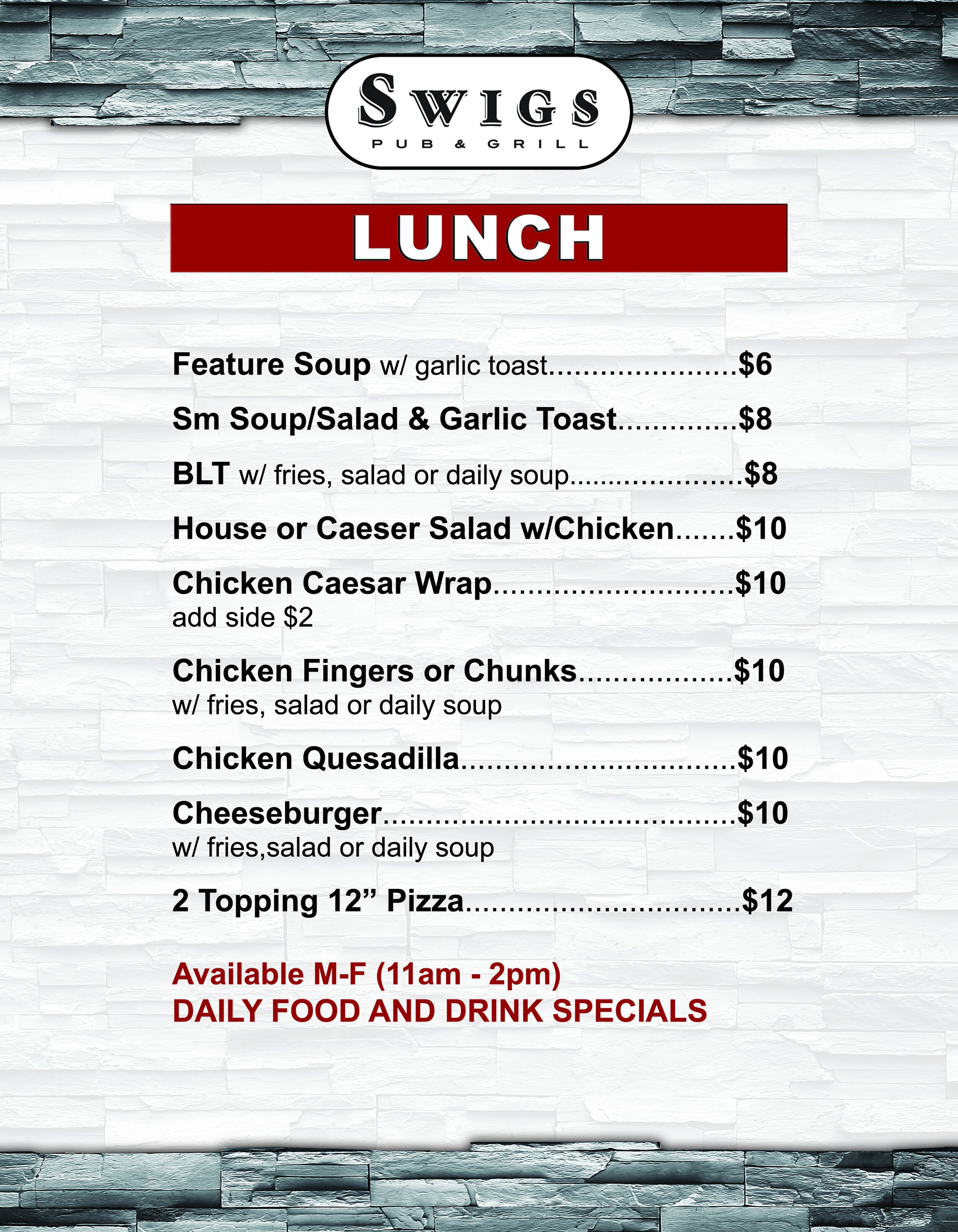 Food — Swigs Pub and Grill