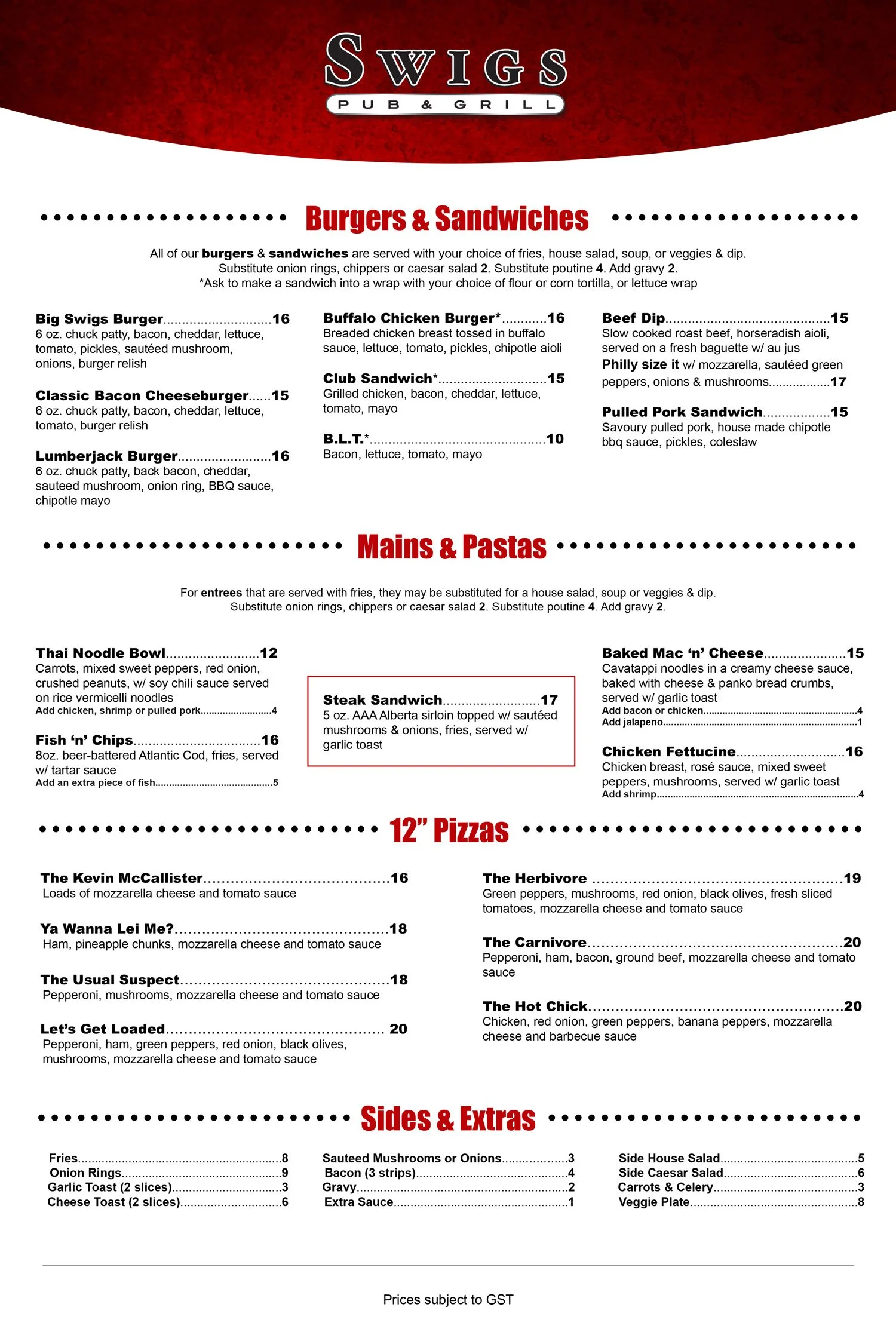 Food — Swigs Pub and Grill