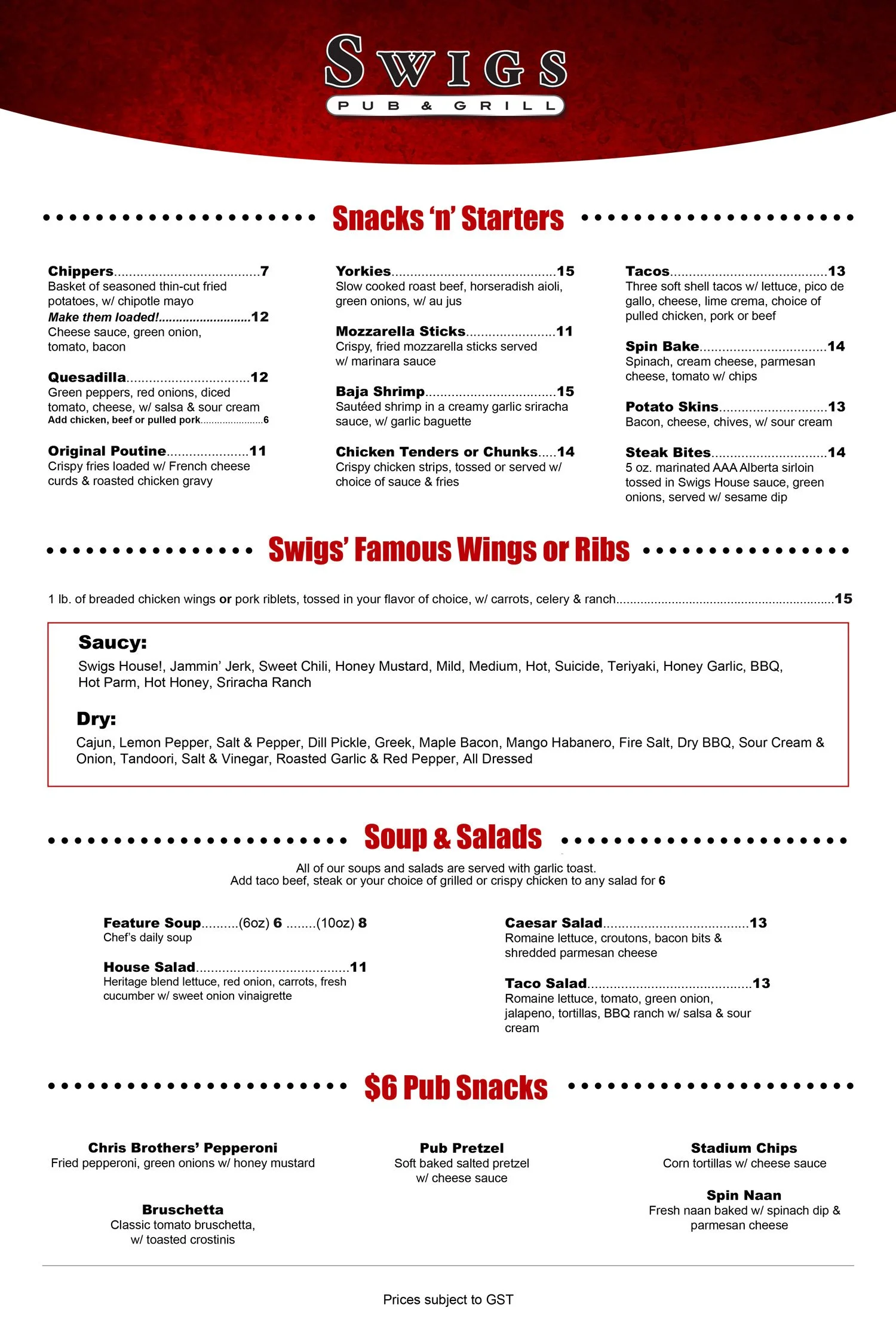Food — Swigs Pub and Grill