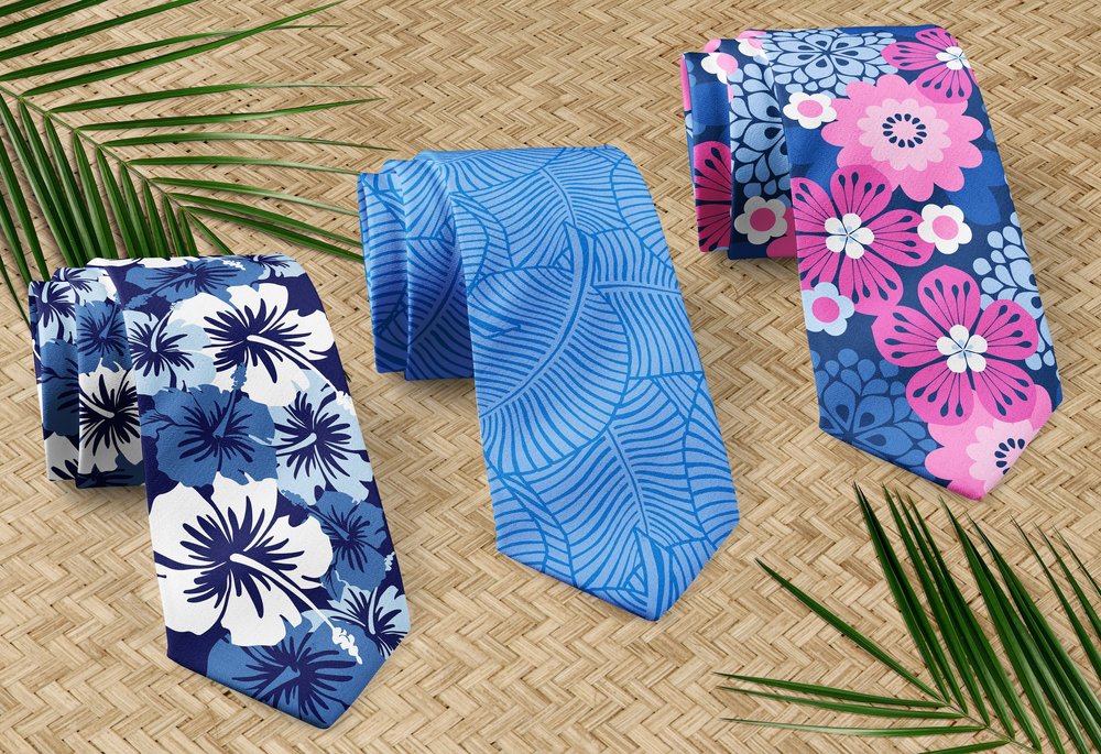 Hawaiian Neckties, Tropical Ties, Hawaiian Scarves and Sarongs