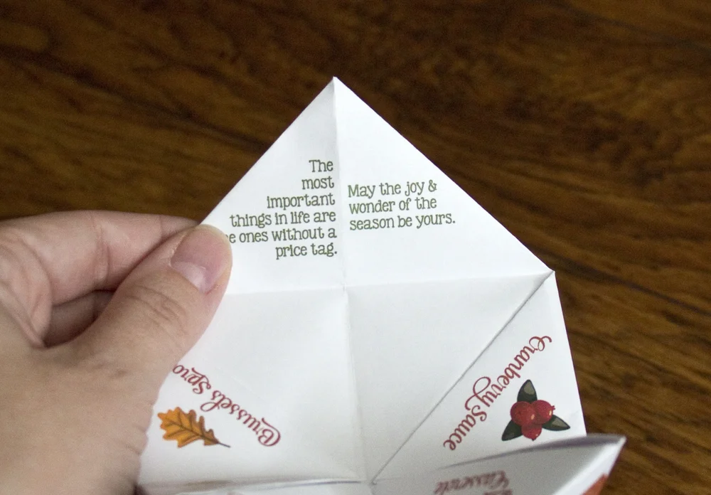 Thanksgiving Cootie Catcher — Alex Tebow