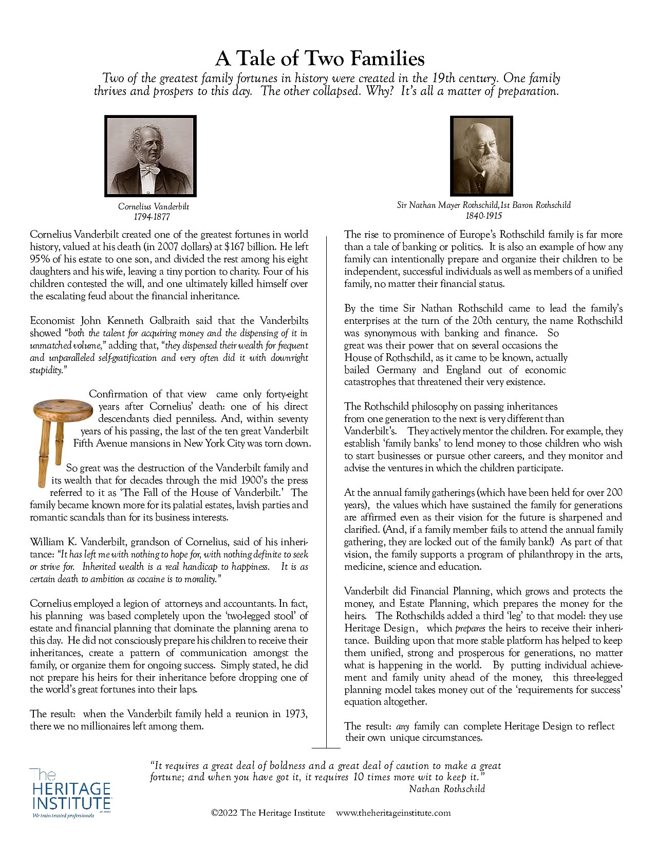 Tale of Two Families — The Heritage Institute