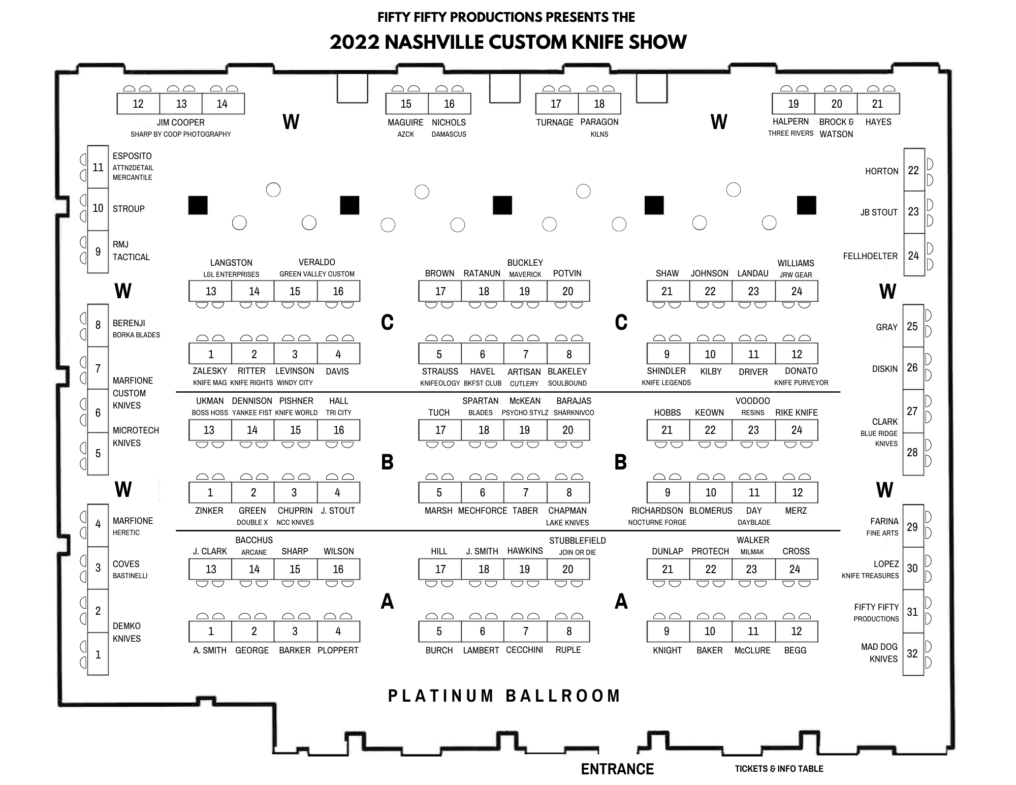 NCKS 2022 Exhibitor Table Map — Fifty Fifty Productions
