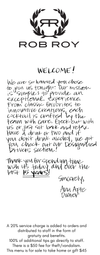 Menu — Rob Roy