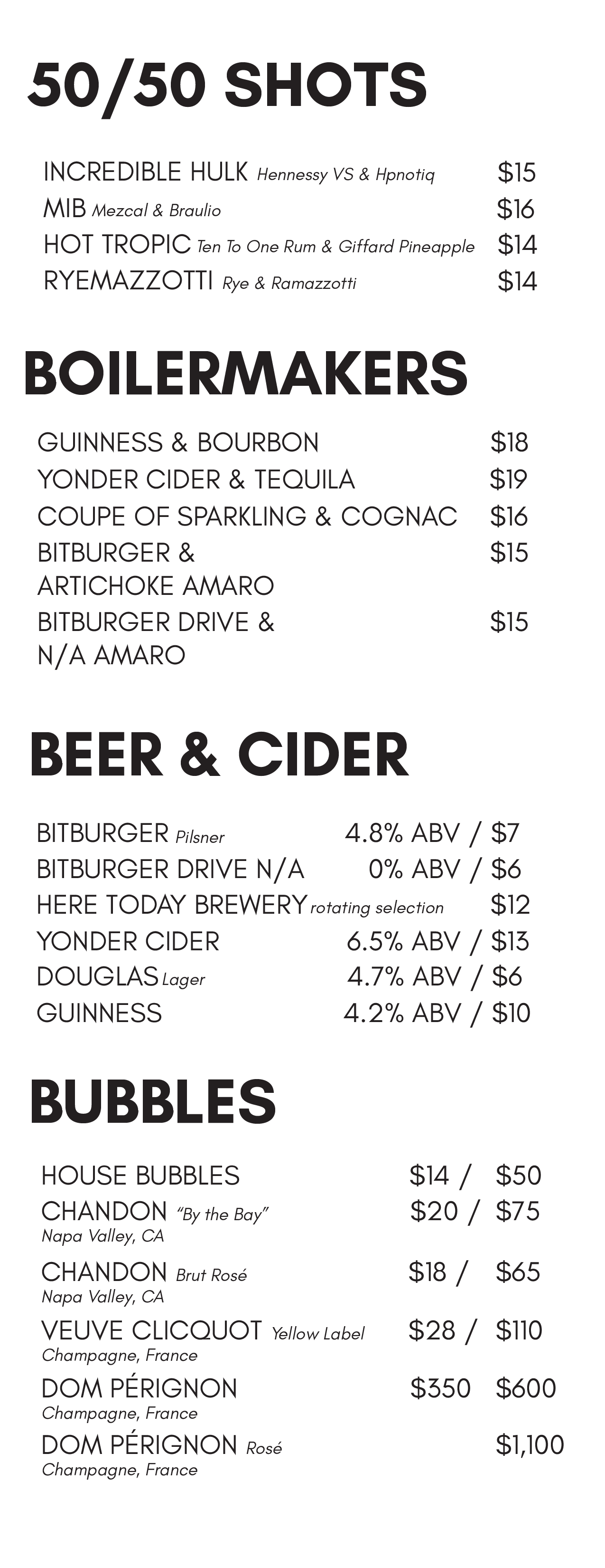 Menu — Rob Roy
