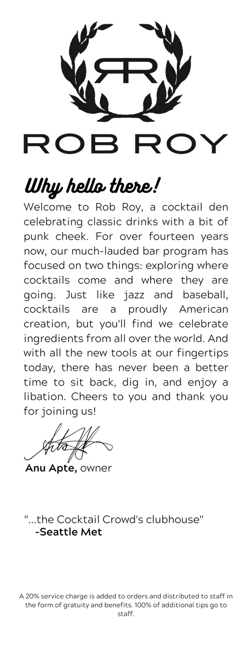 Menu — Rob Roy