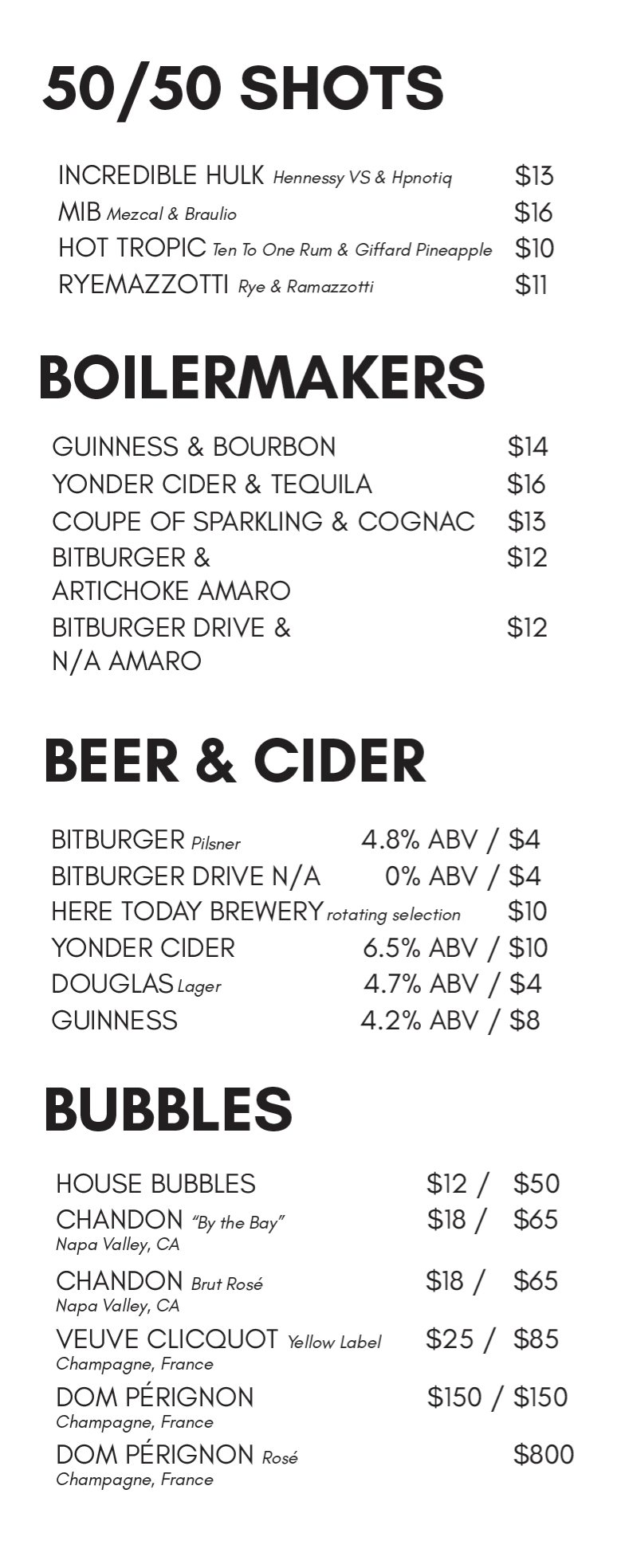 Menu — Rob Roy