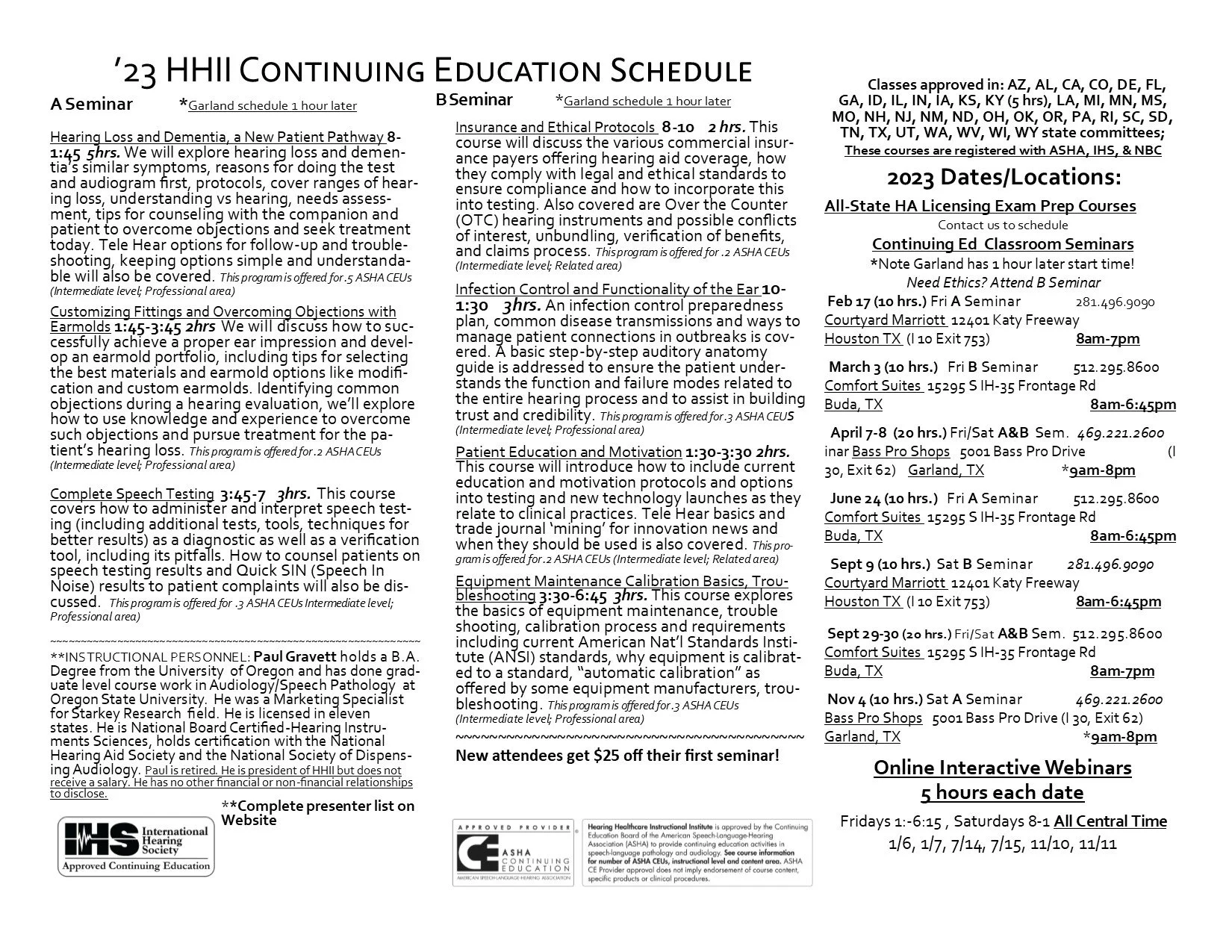 BROCHURE — Hearing Healthcare Instructional Institute (HHII)/Providing ...