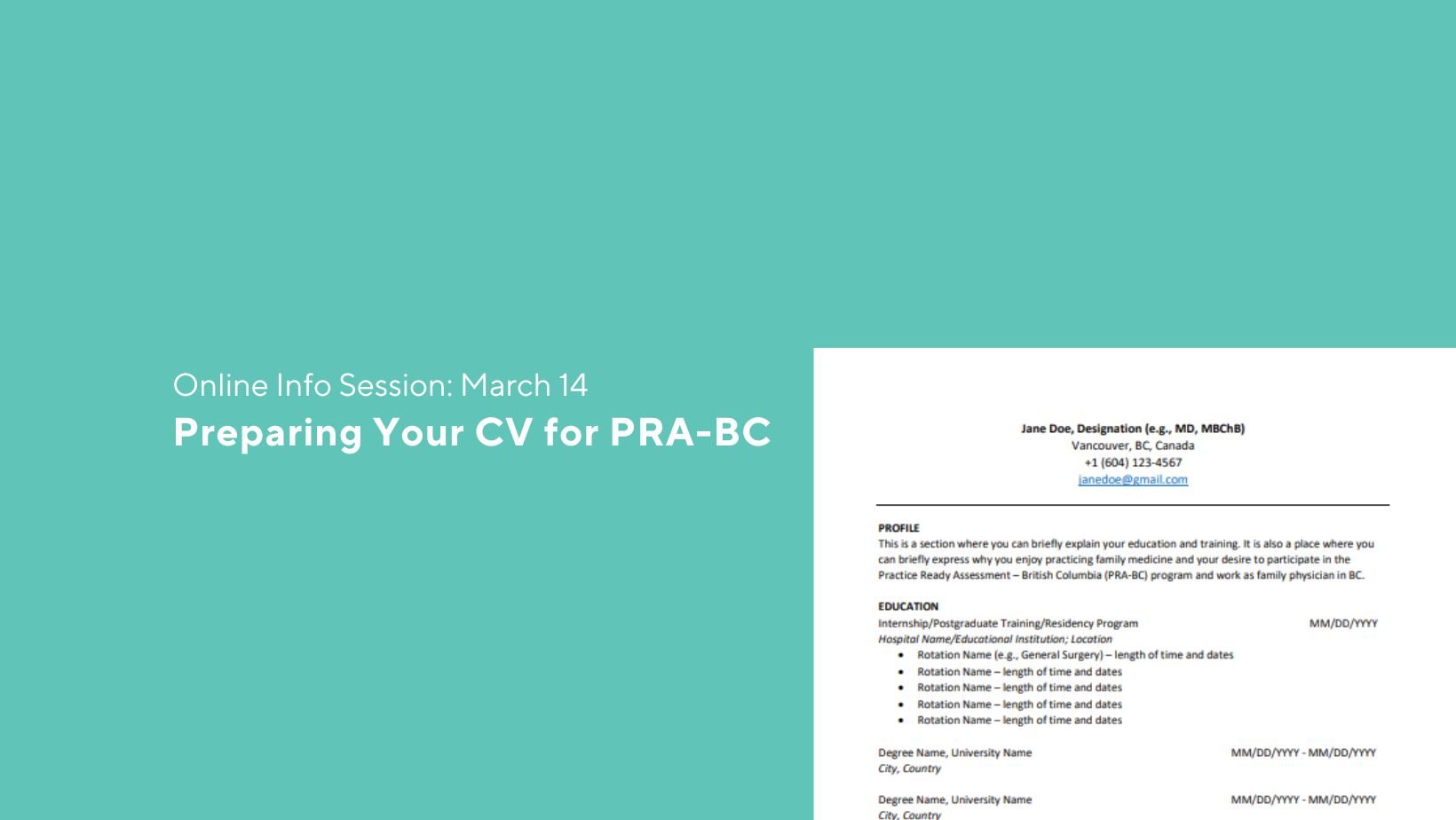 Events — Practice Ready Assessment - BC