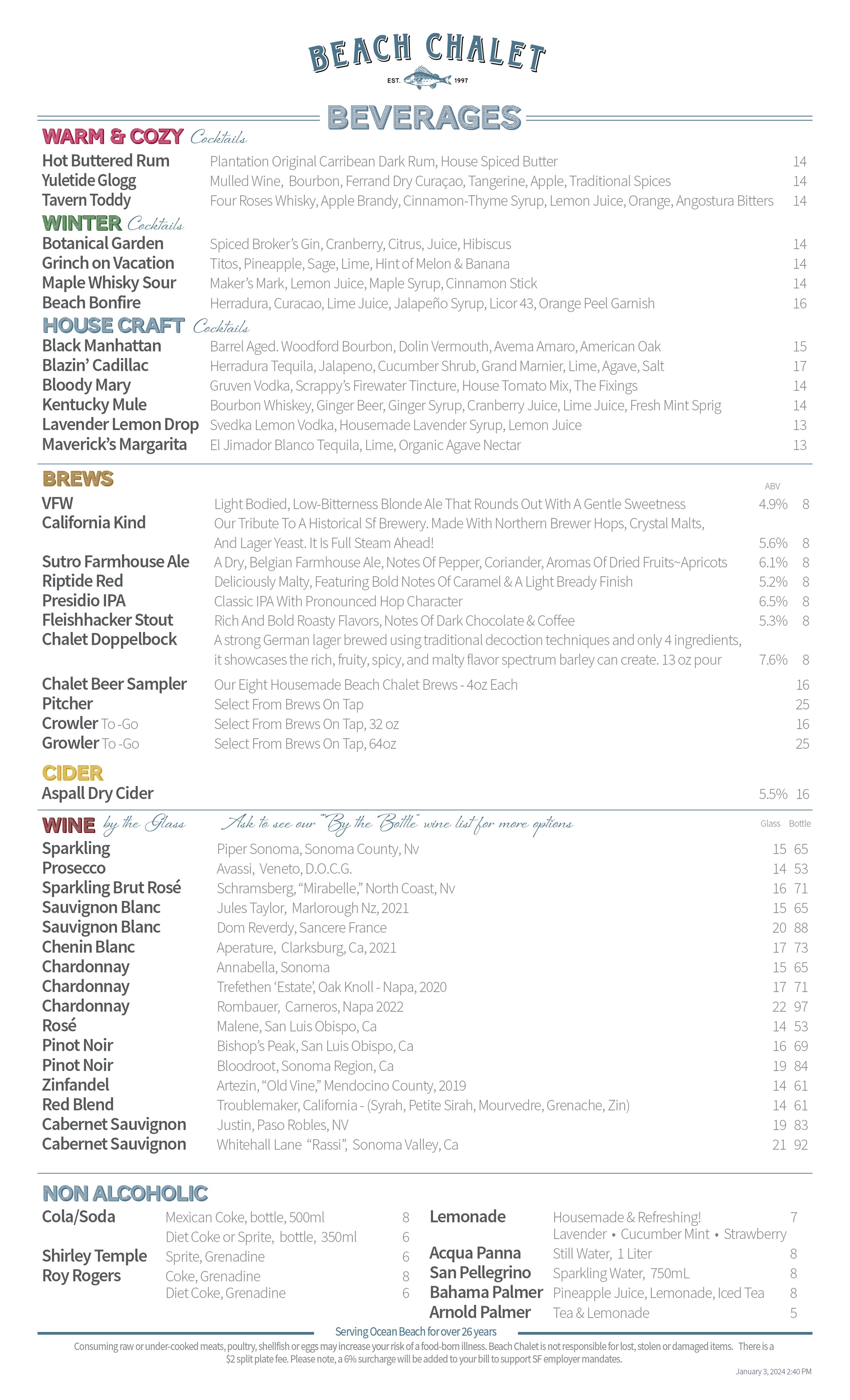 Beverage — Beach Chalet San Francisco's Best Ocean View Restaurant and ...