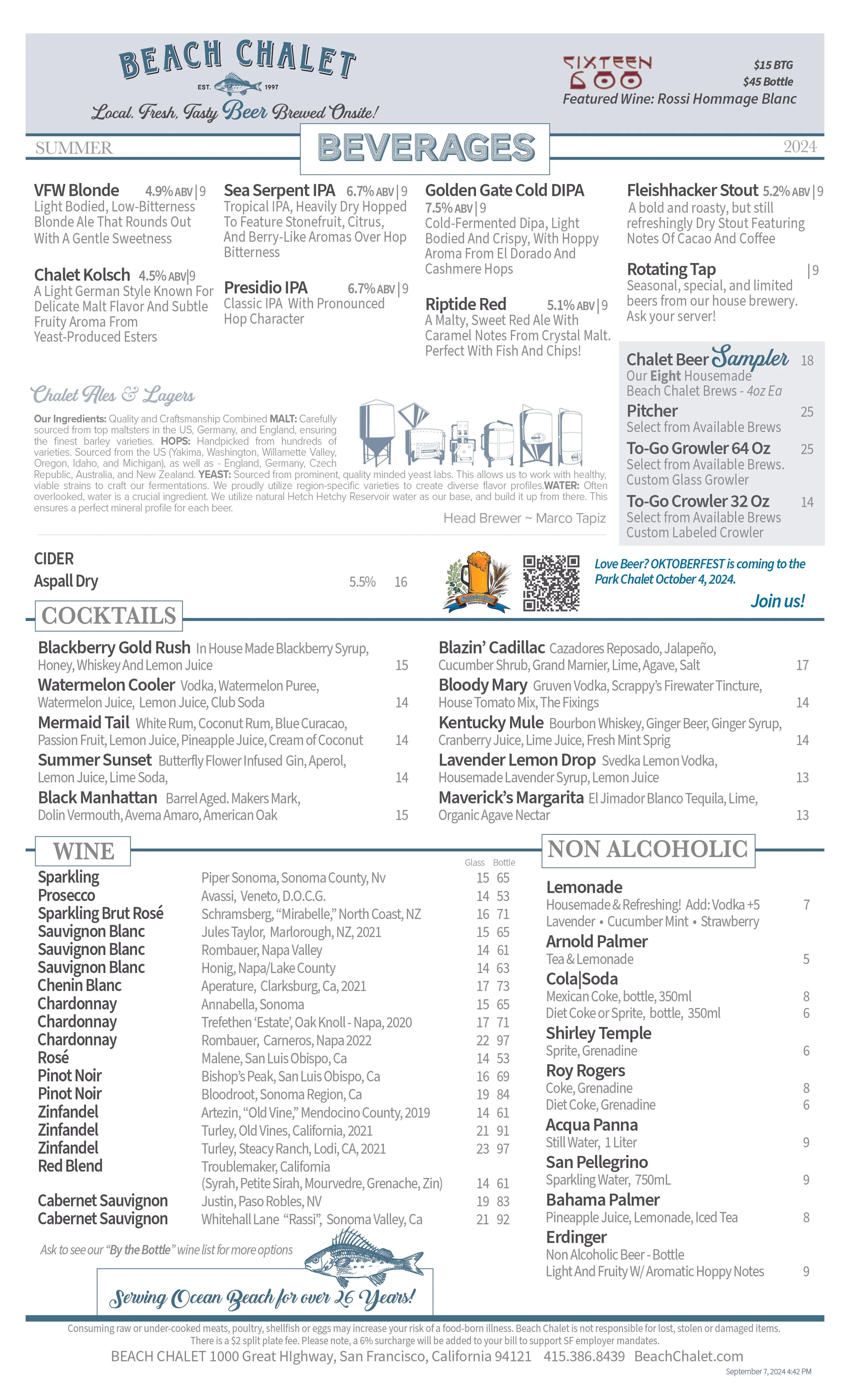 Beverage — Beach Chalet San Francisco's Best Ocean View Restaurant and ...