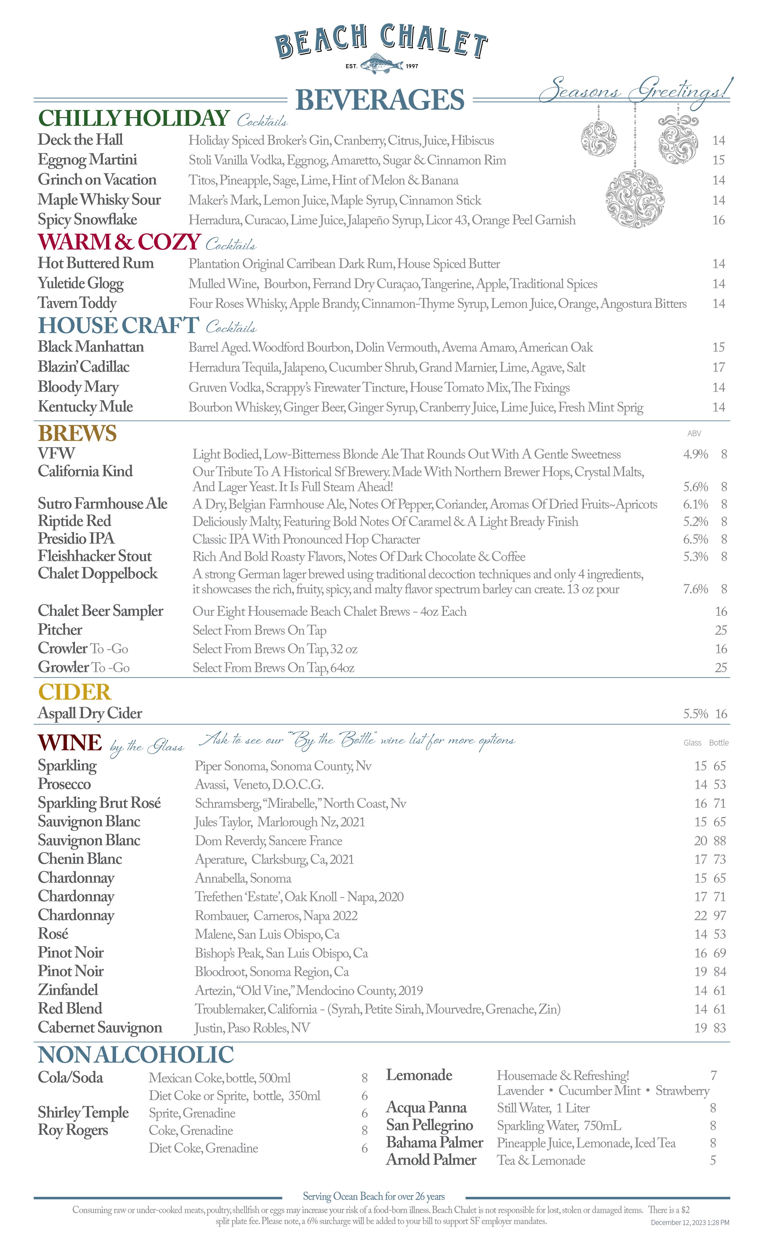 Beverage — Beach Chalet San Francisco's Best Ocean View Restaurant and ...