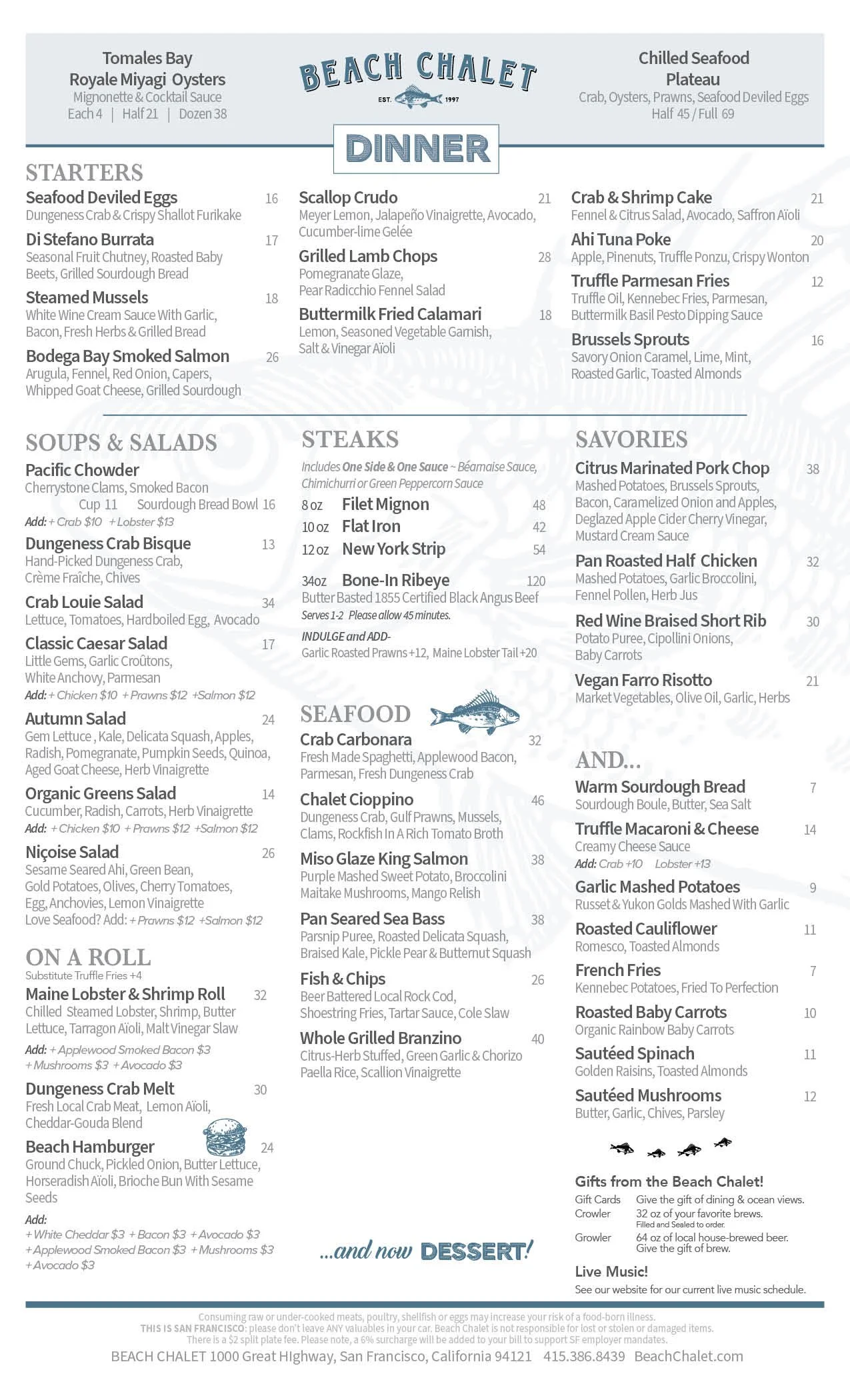 Dinner — Beach Chalet San Francisco's Best Ocean View Restaurant and ...