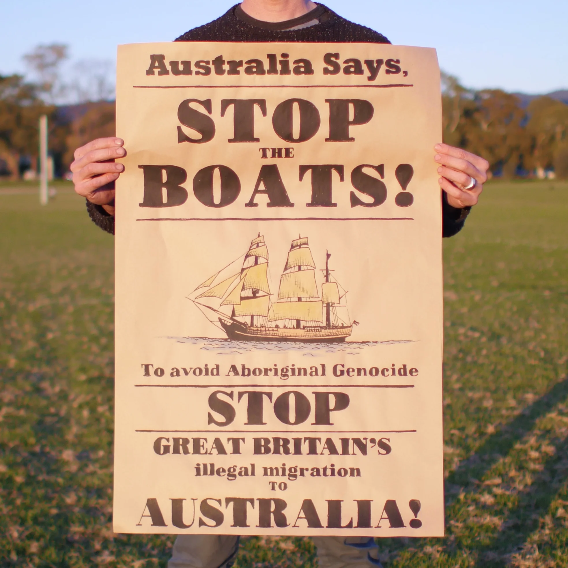 'Stop the Boats' poster — Peter Drew Arts