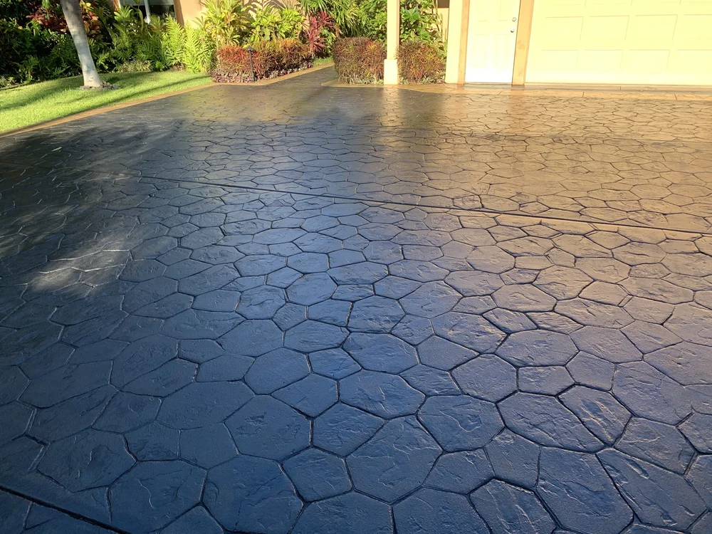 Blue Stained Concrete Patio