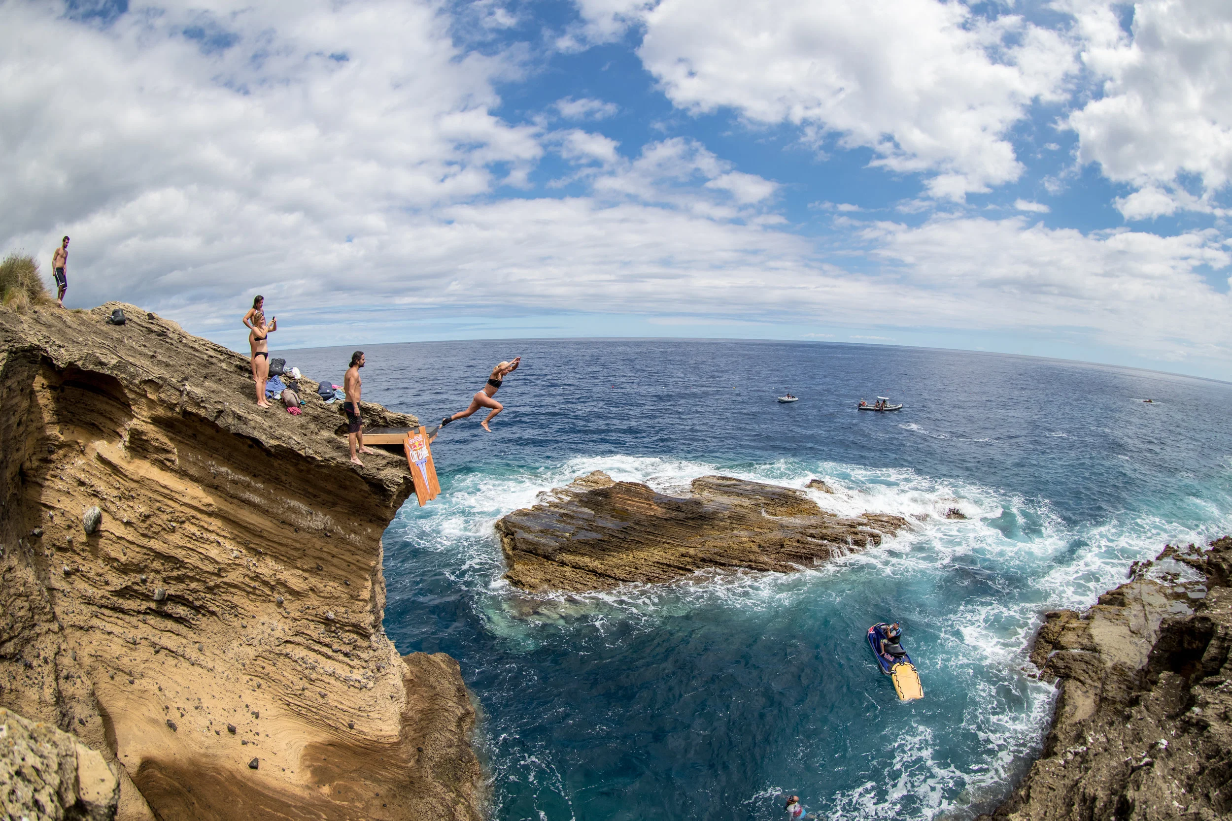 Girl Jumping Off A Cliff Backwards