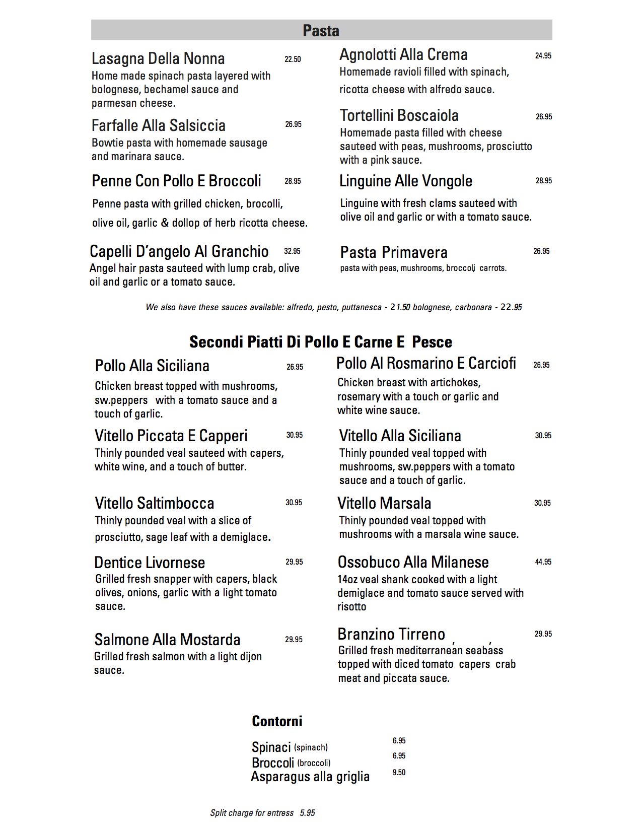 Menu — Caffé Paradiso