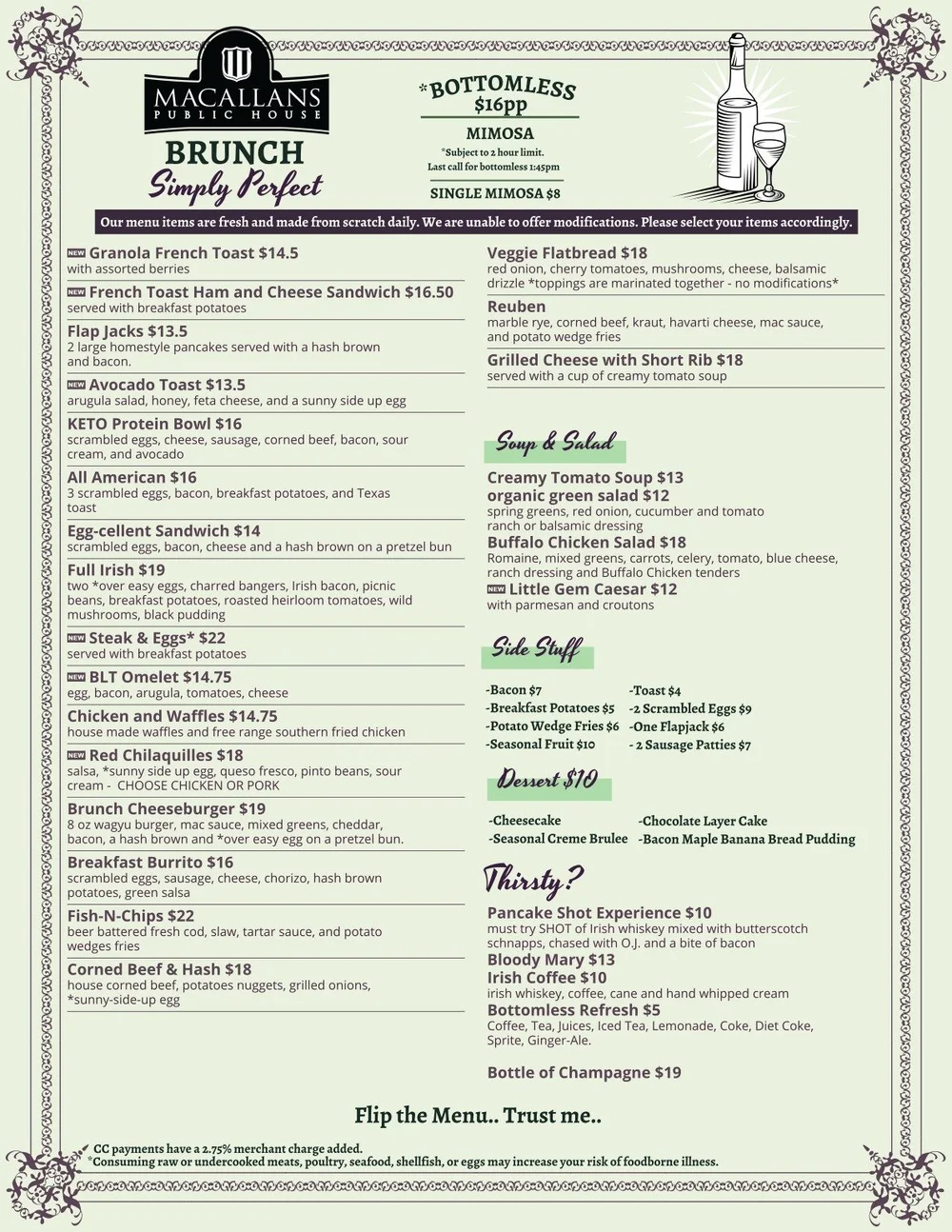 Menu — Macallans Public House