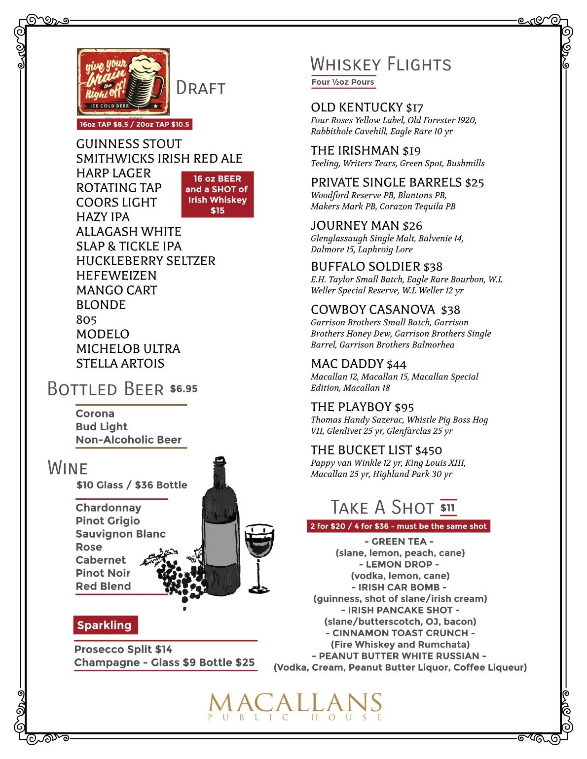 Menu — Macallans Public House