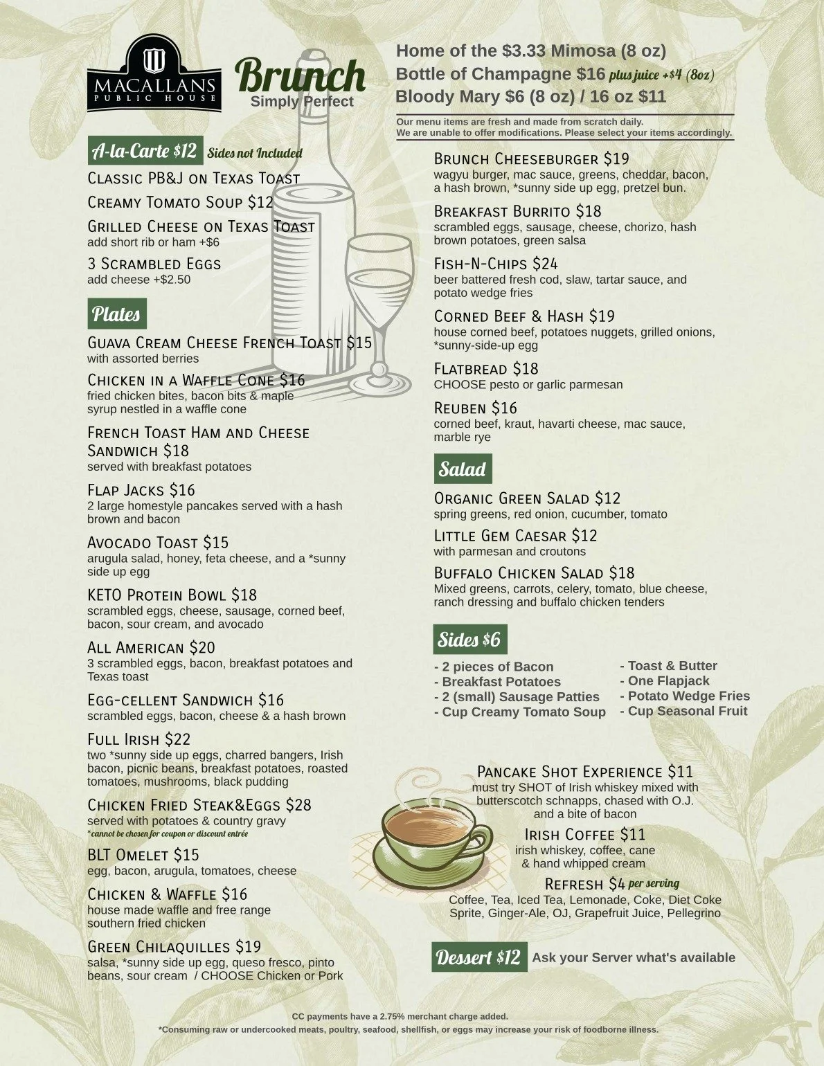 Menu — Macallans Public House