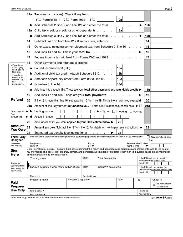The New 2019 Form 1040 SR U S Tax Return For Seniors Generally Mirrors The New 2019 Form 1040 SR U S Tax Return For Seniors Generally Mirrors