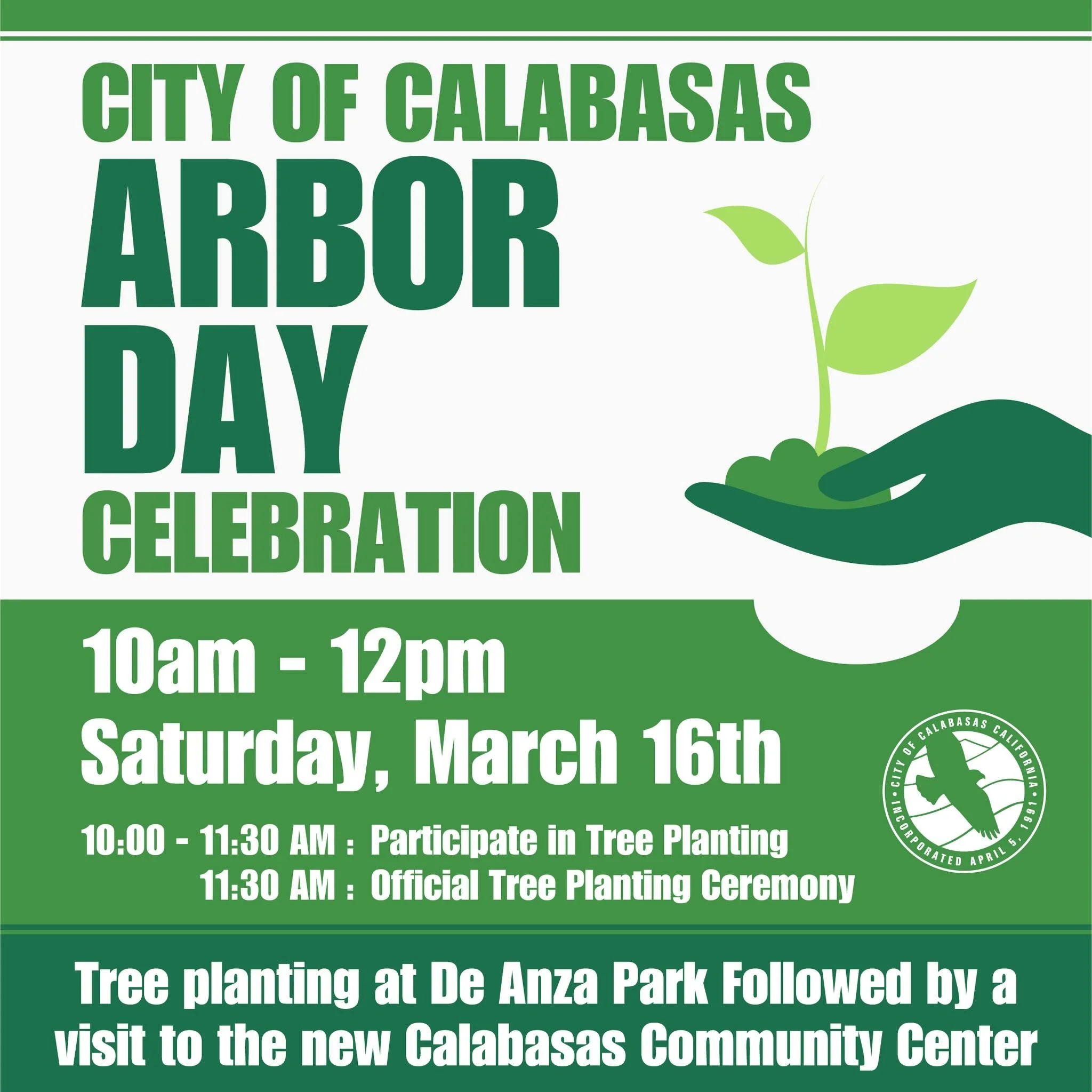 Arbor Day Celebration in Calabasas on Saturday, March 16, 2024 — Conejo ...