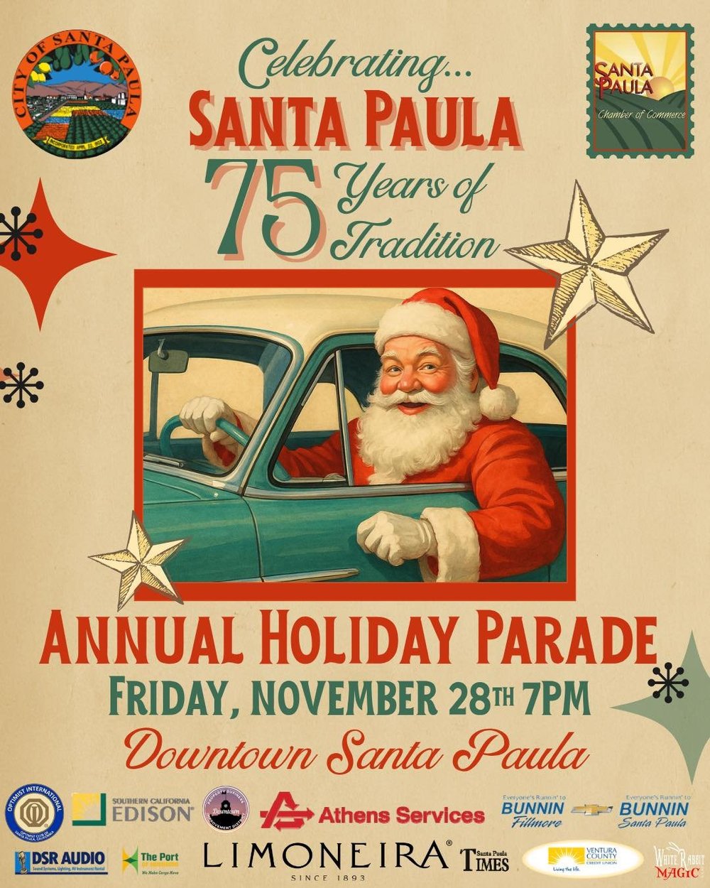 75th Annual Santa Paula Holiday Parade on Friday, November 28, 2025 ...