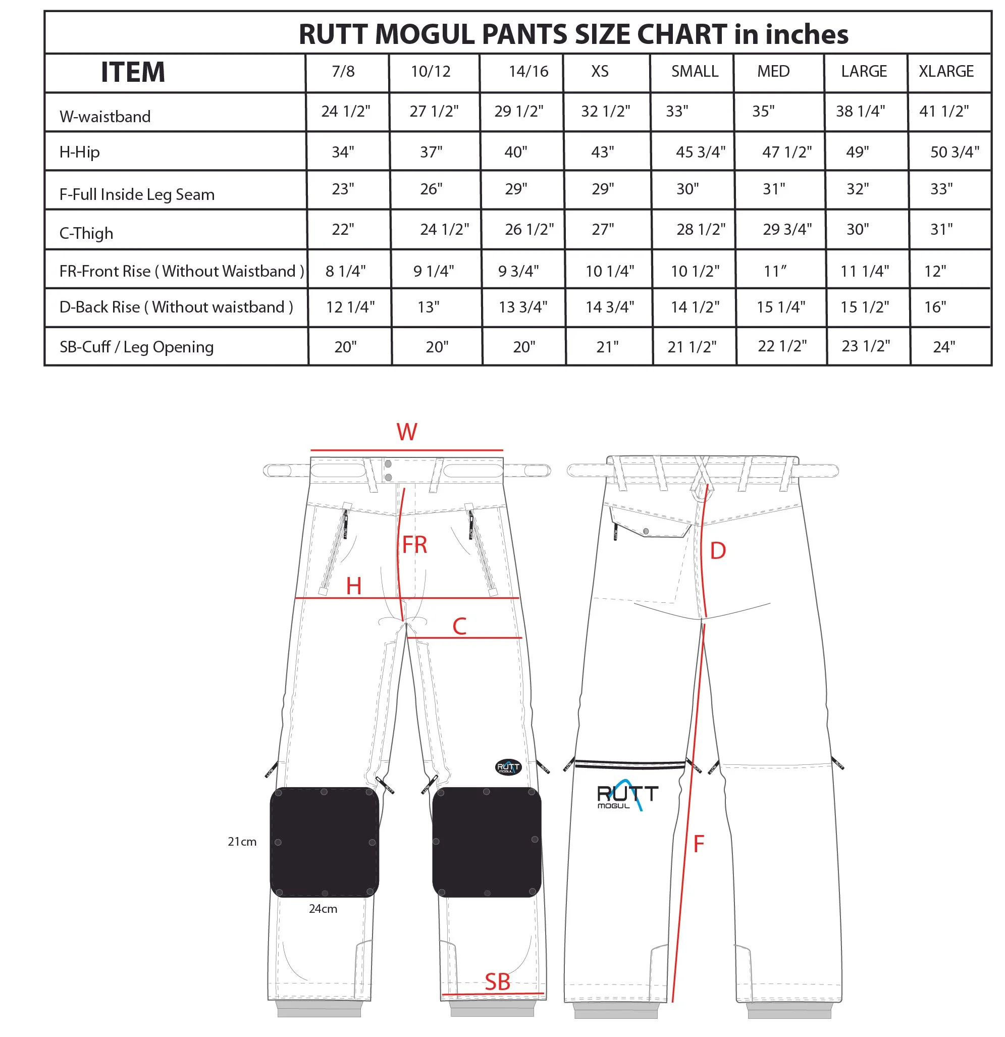 RUTT WORLD CUP MOGUL PANTS, NEON ORANGE INSULATED, w/White Patch Sets ...