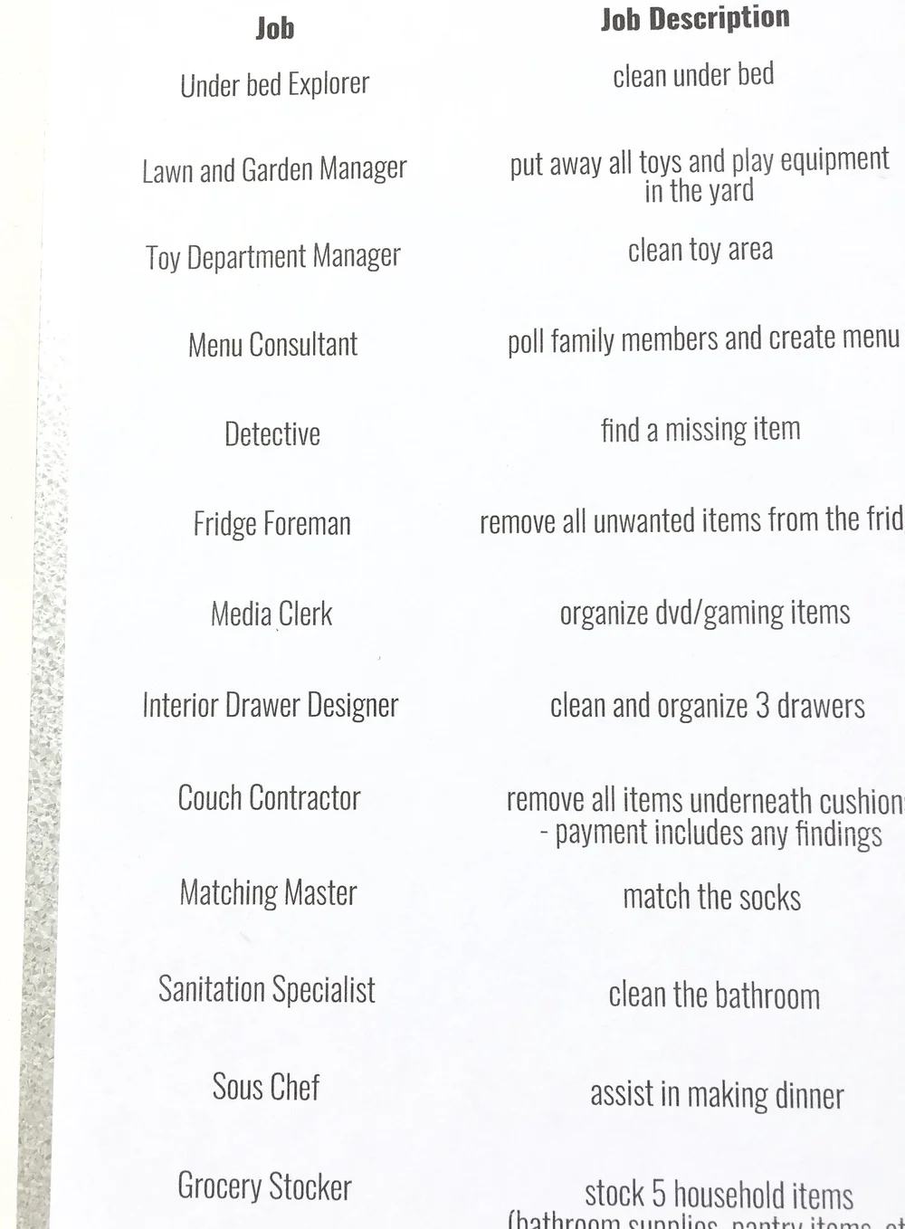 Cool Title = Cool Job — Abbie's House Chore Charts and Planners