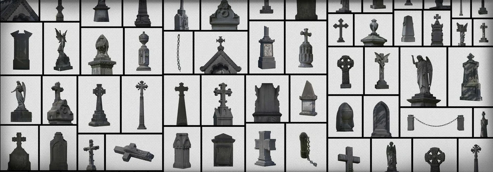 GOTHIC GRAVESTONES - PHOTOBASH - High Quality Reference Photos & Masked ...