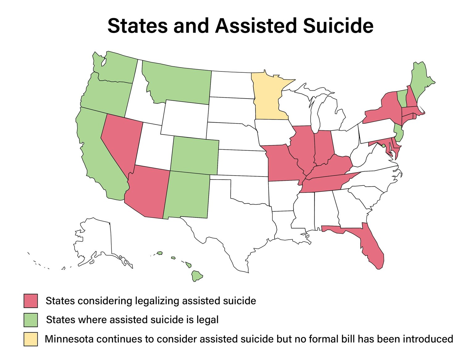 Map of the states position on assisted suicide — Diocese of New Ulm