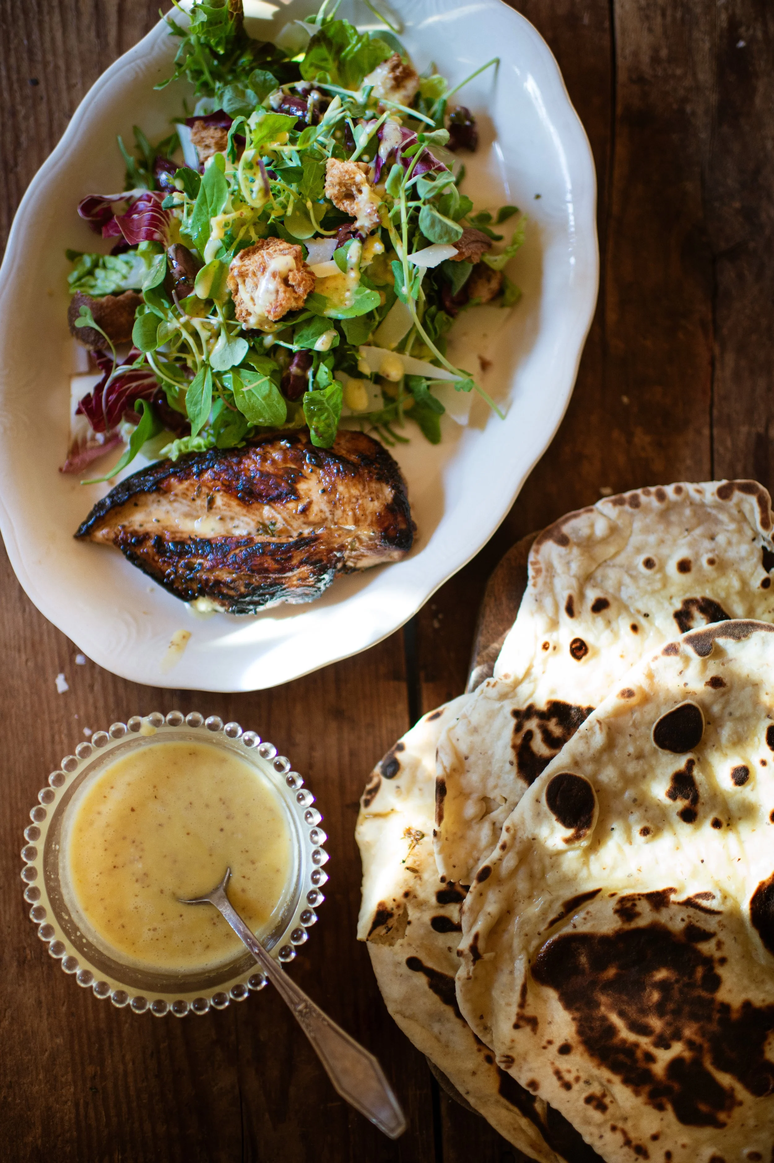 GRILLED CHICKEN CEASAR WRAP WITH NAAN FLATBREAD