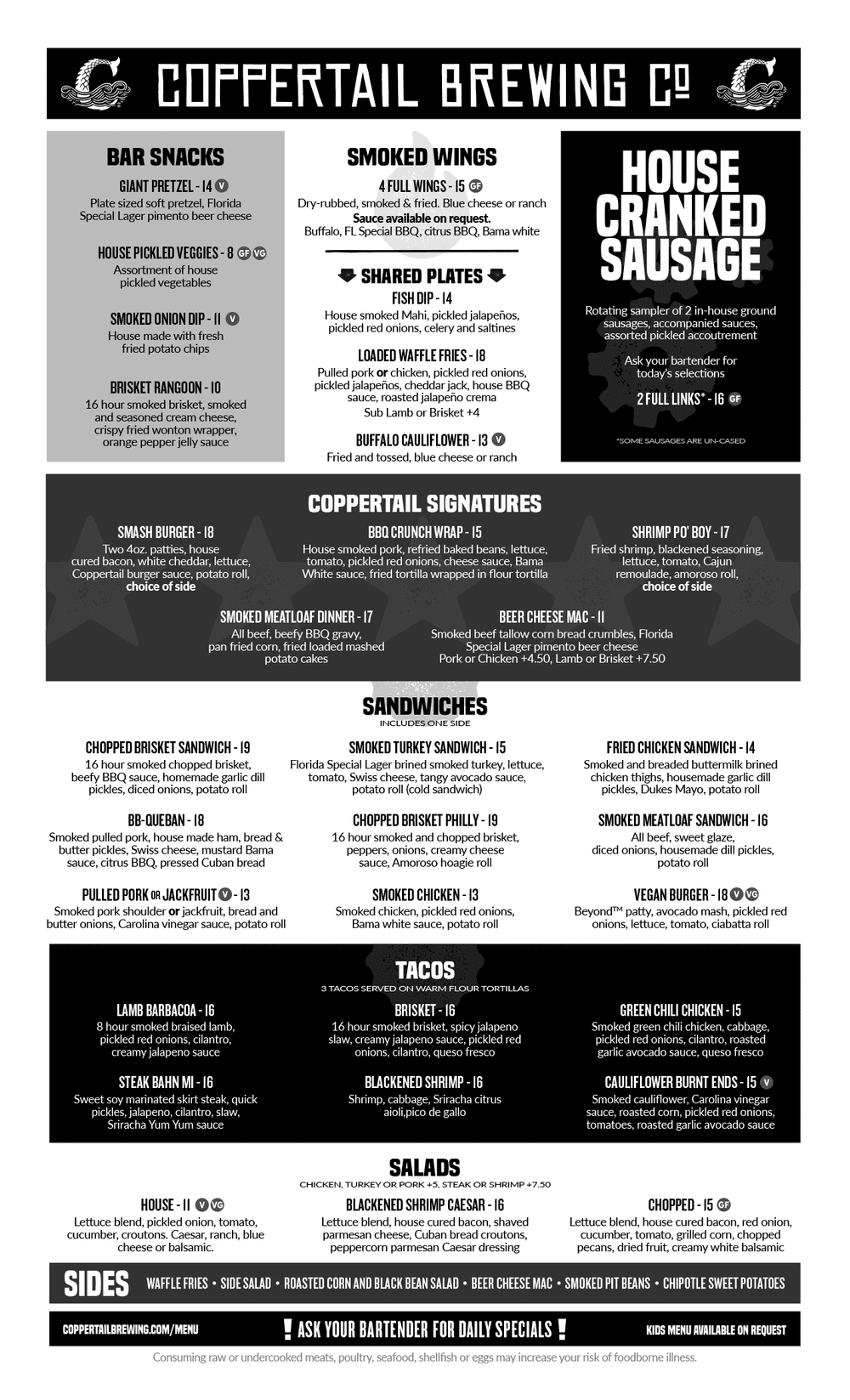 Food Menu — Coppertail Brewing Co.