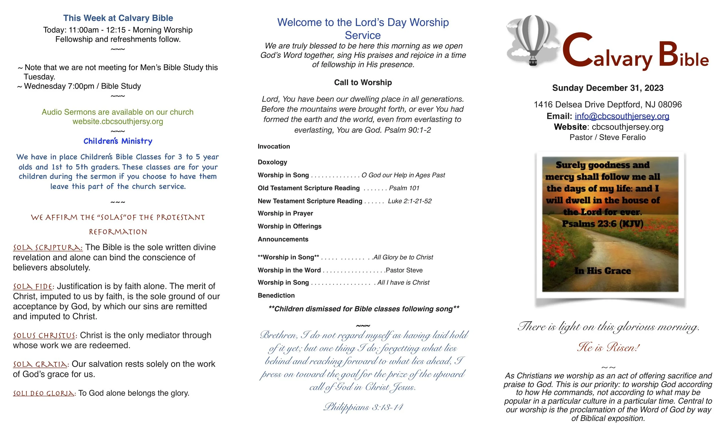 Sunday Bulletin — Calvary Bible Church