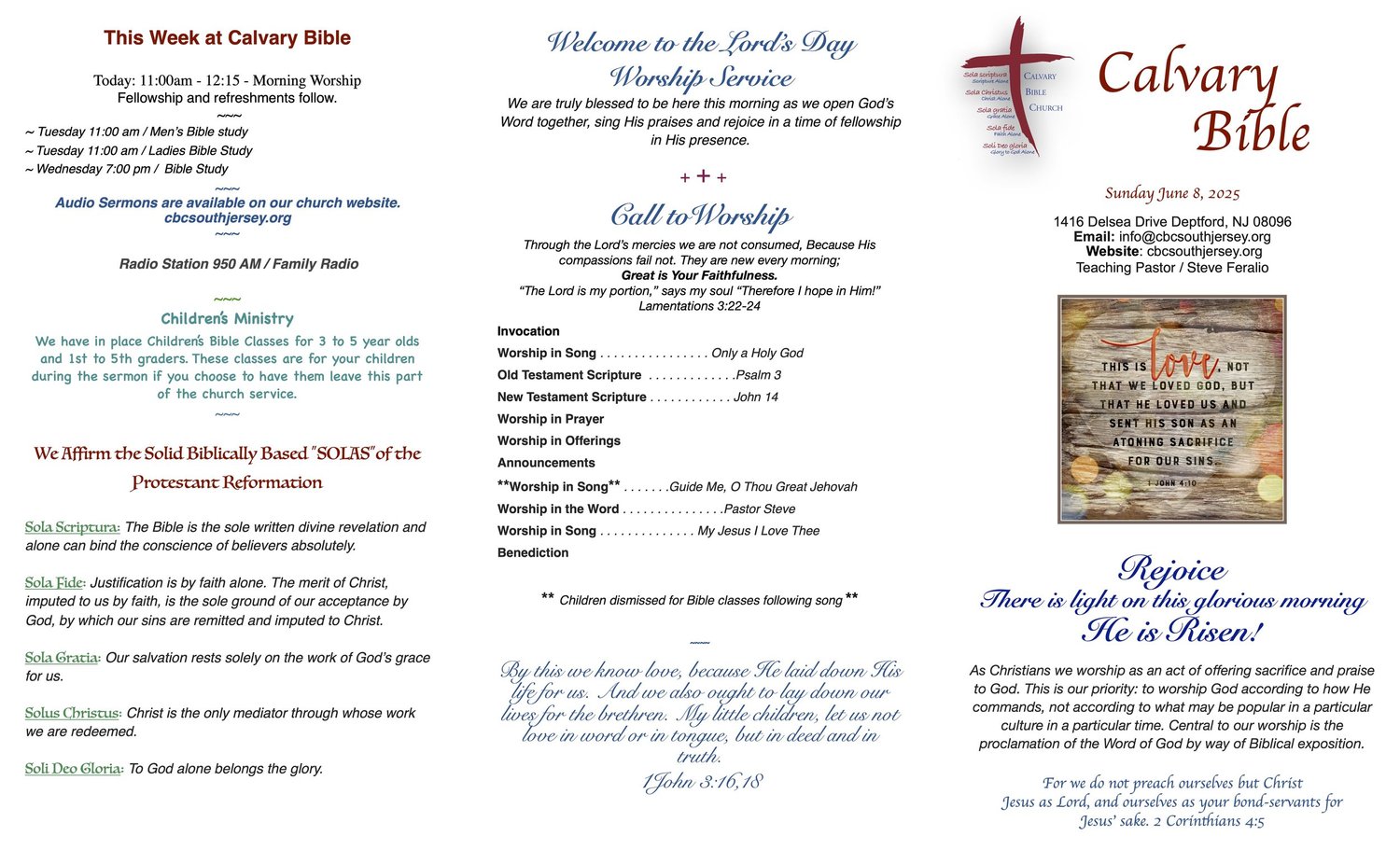 Sunday Bulletin — Calvary Bible Church