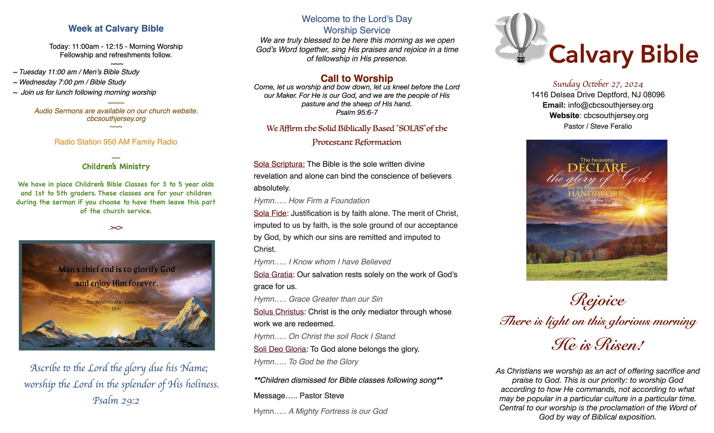 Sunday Bulletin — Calvary Bible Church