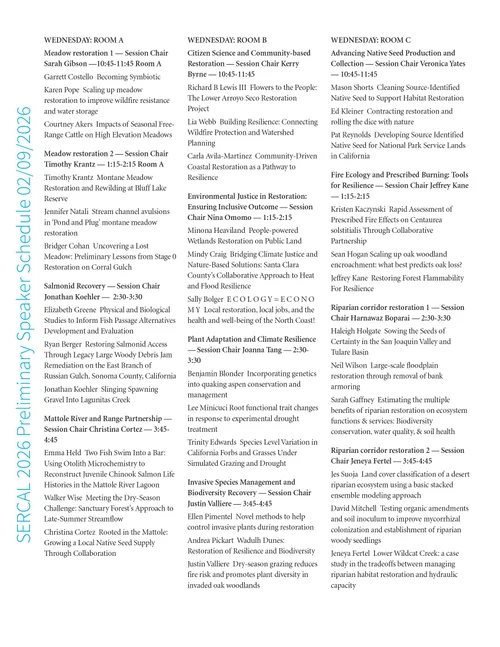 SERCAL 2026 Prelim Tech Sked — California Society for Ecological ...