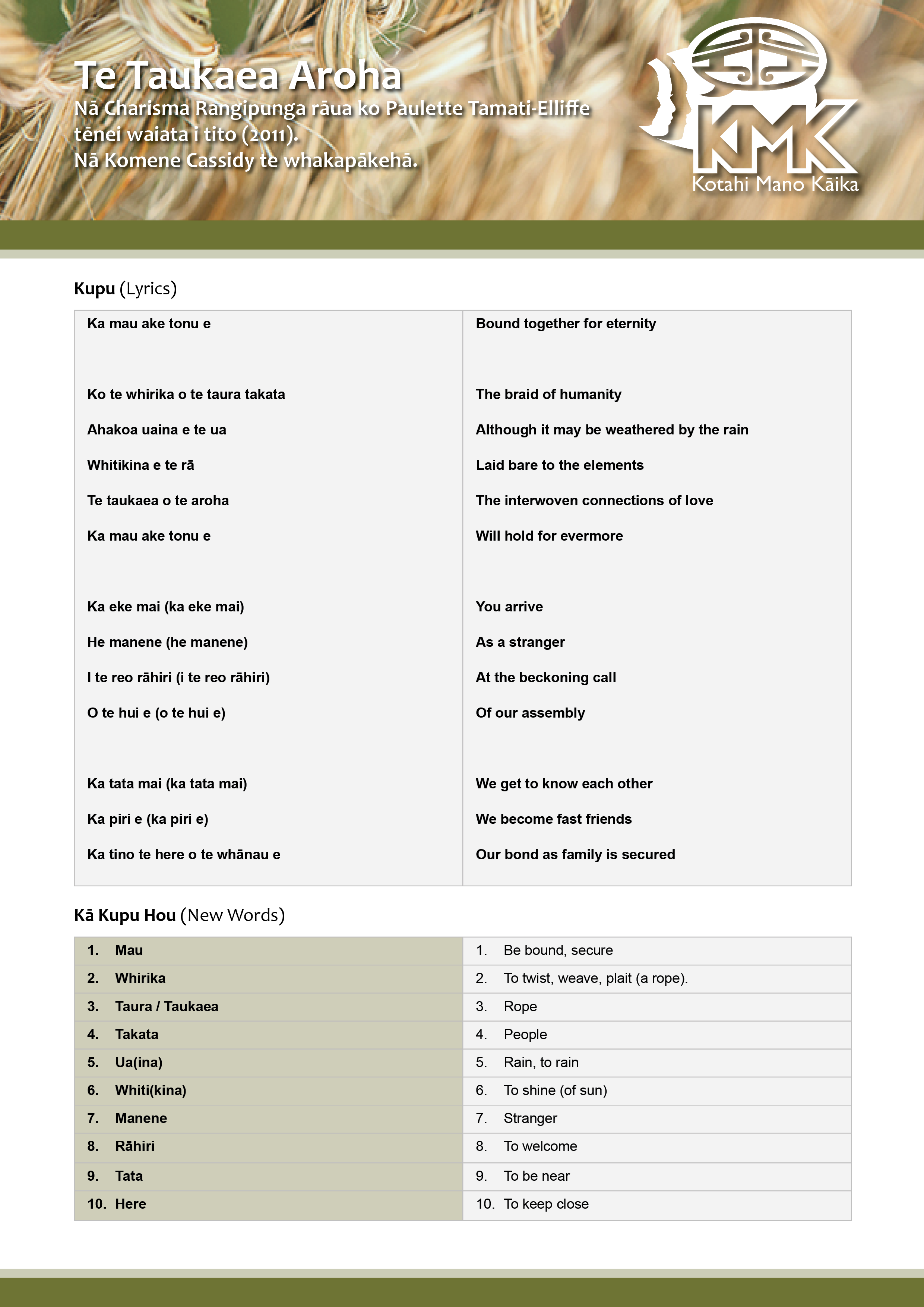 Waiata — Kotahi Mano Kāika