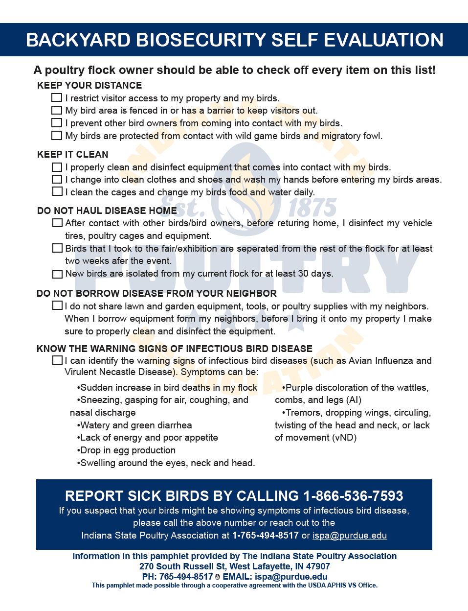 FREE POULTRY MATERIALS — Indiana State Poultry Association